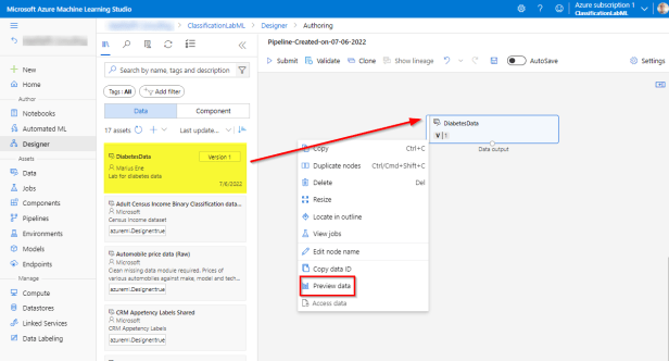 Create a classification model with Azure Machine Learning designer ...
